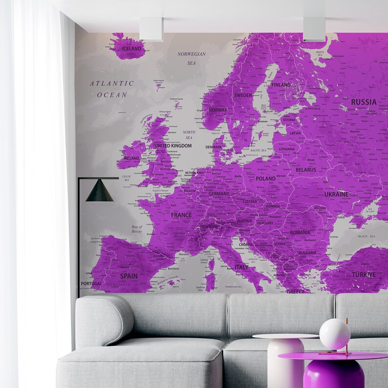 Mapa de Europa morado / Mapa de países europeos Descargar / Mapa de ...