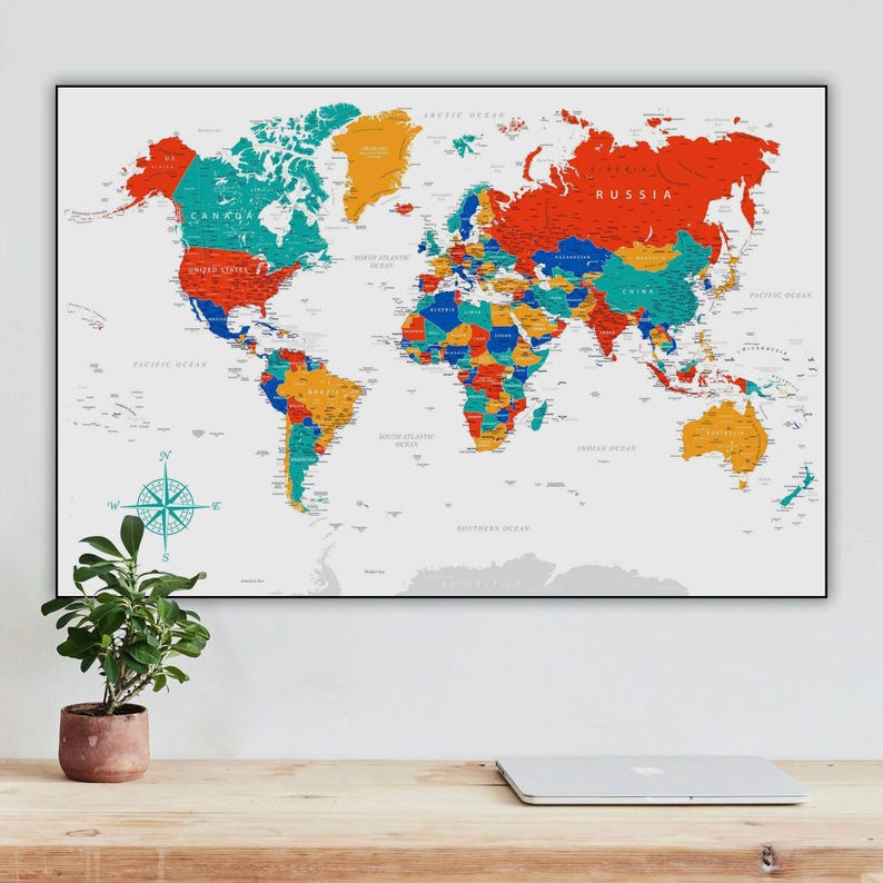 Educational Printable World Map | Homeschooling World Map Poster | Kids ...
