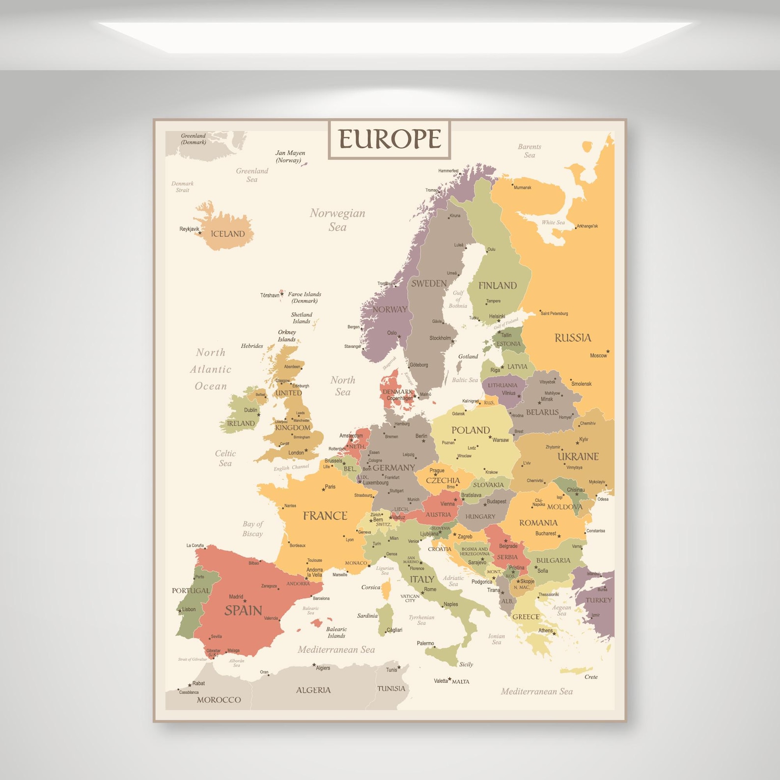 Europe Map Digital Download - Printable European Map Poster - Countries ...