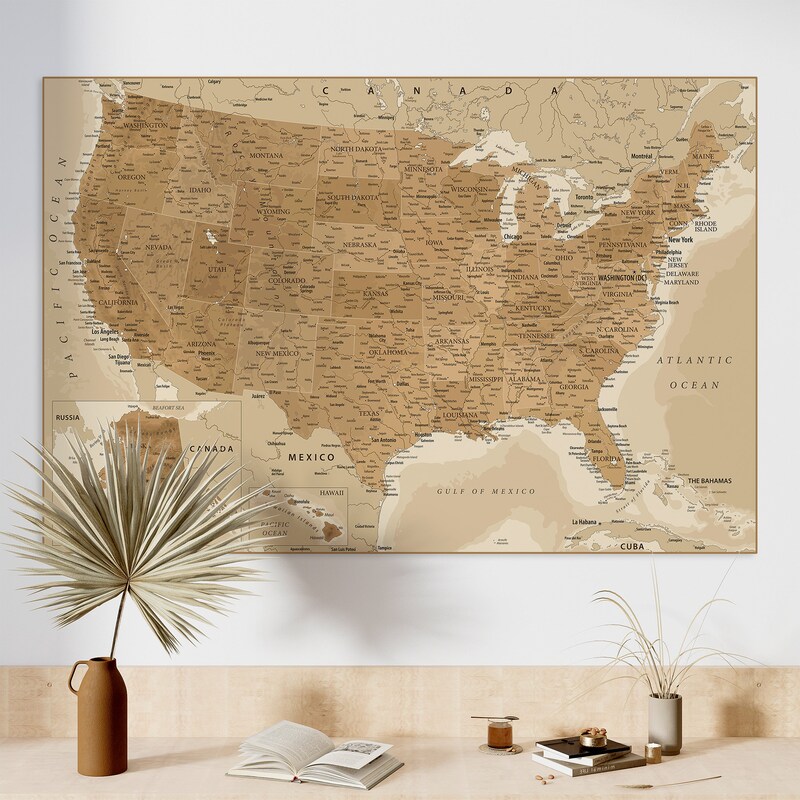 Usa Map Poster - Etsy