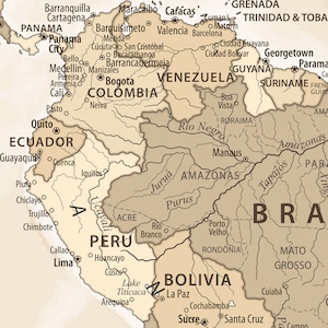 Map of the World With Countries - Printable Beige Map | Digital Neutral ...