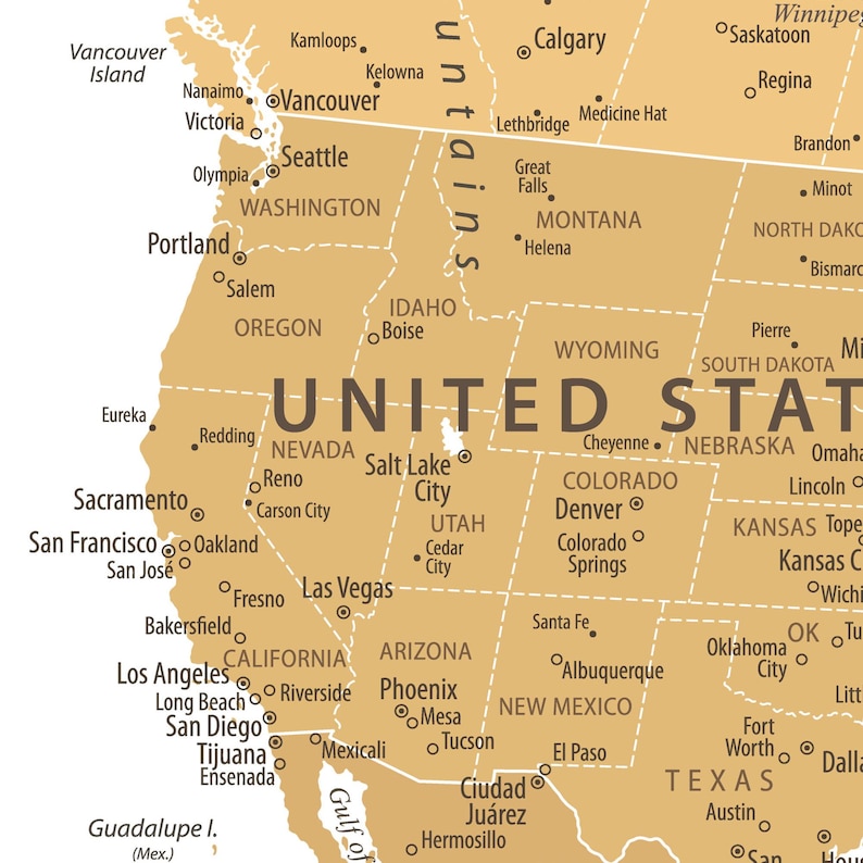 Printable Beige World Map - Classic Earth Tones Wall Art, Instant ...