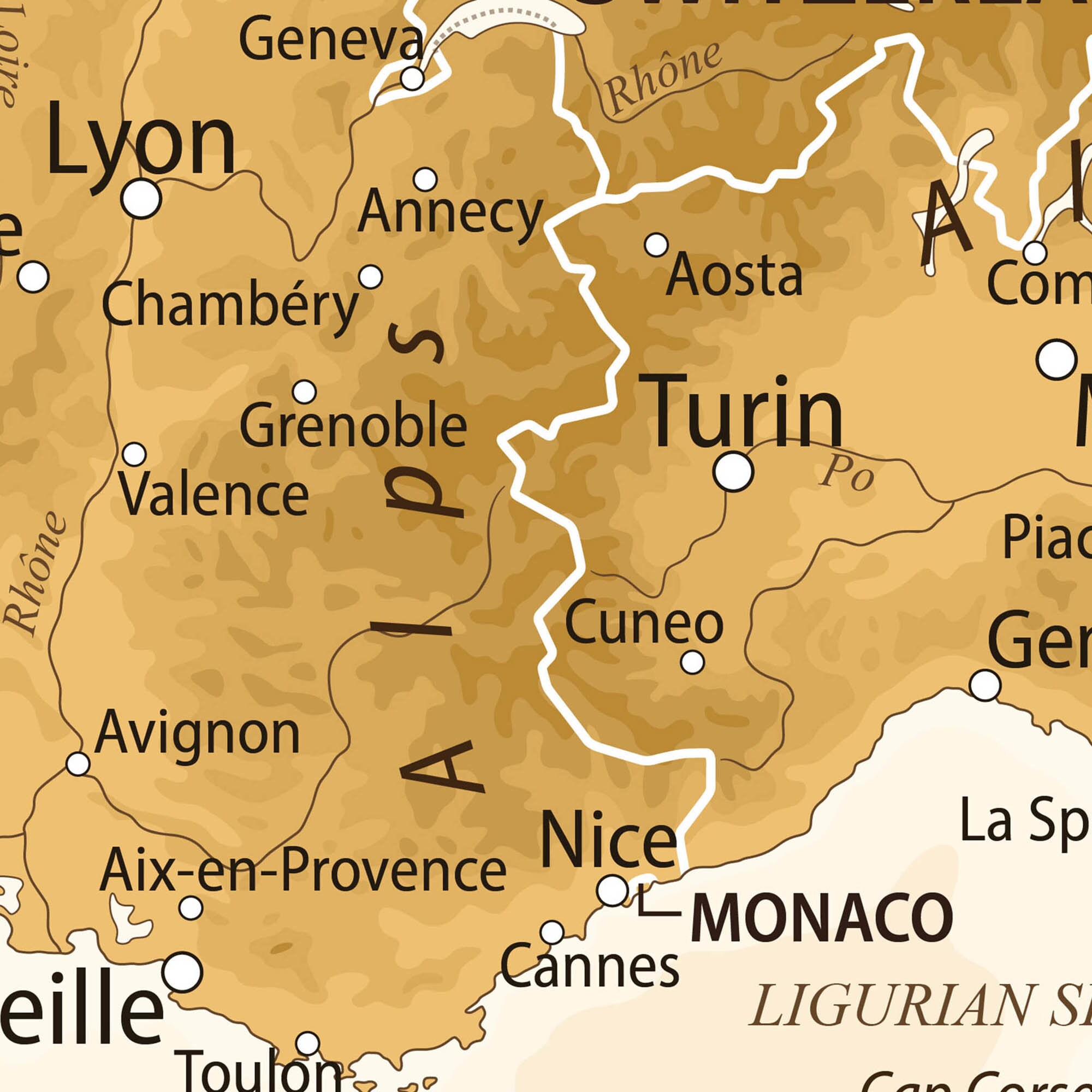 Europe Printable Map. Detailed Map of Europe. Styled High Resolution ...