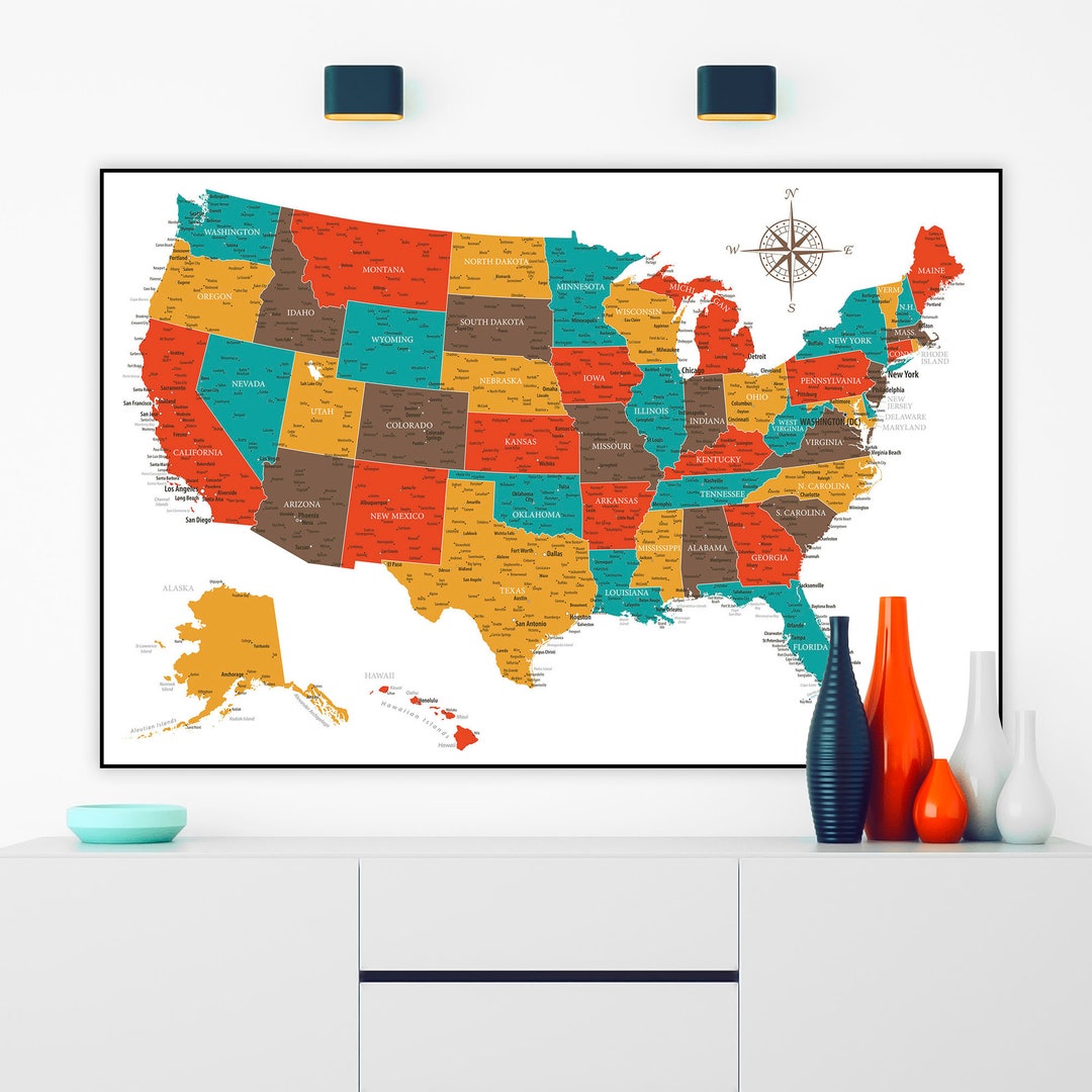 USA Map. Detailed United States Map. Styled High Resolution USA Map ...