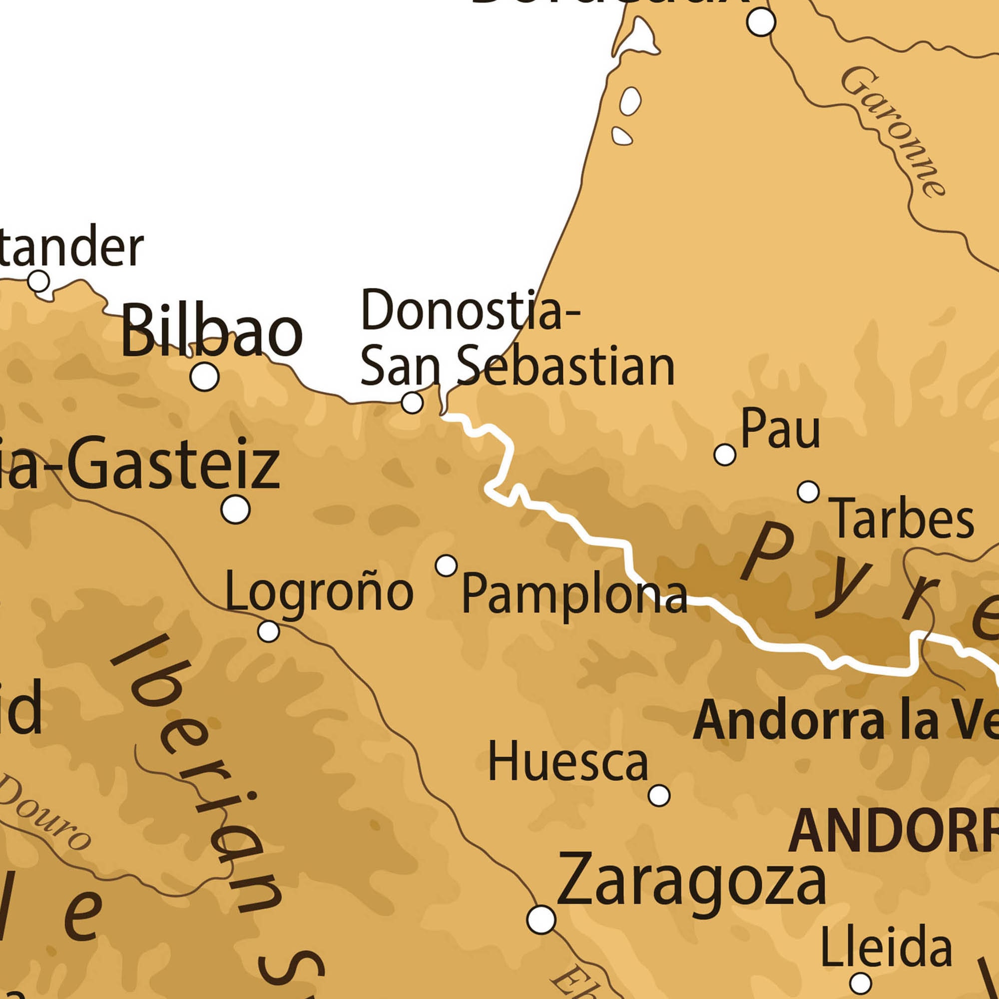 Europe Printable Map. Detailed Map of Europe. Styled High Resolution ...