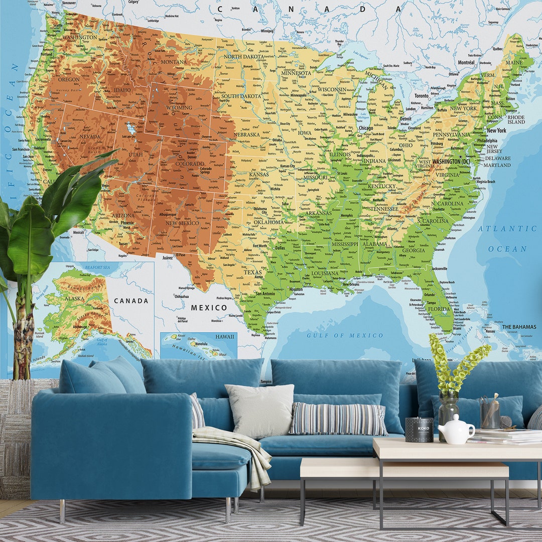 Printable Educational United States Map USA Map Travel Print, Map Art ...