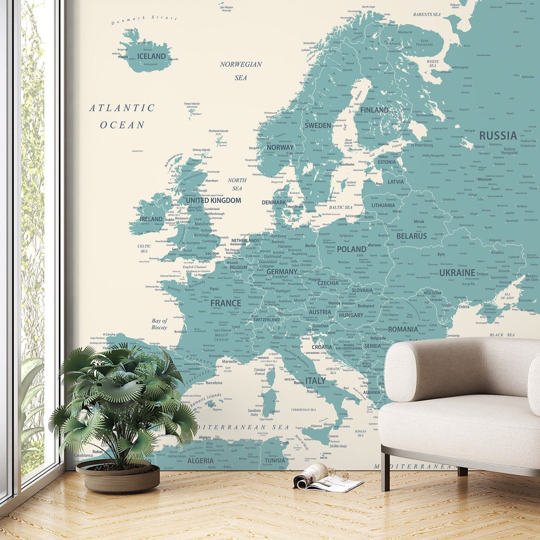 European Political Map Printable Blue Europe Countries Modern Travel ...
