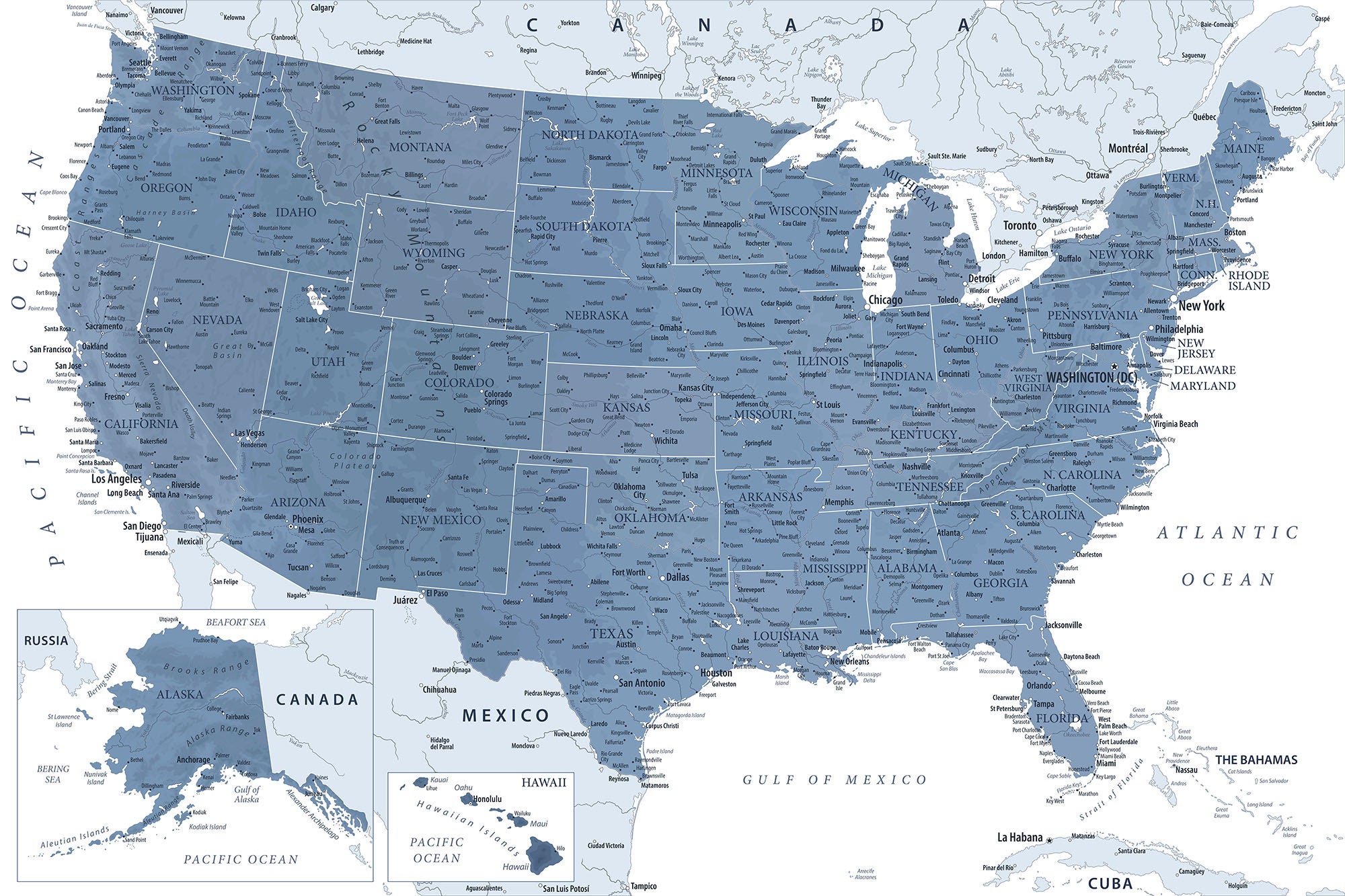 USA Map. Detailed United States Map. Styled High Resolution USA Map ...