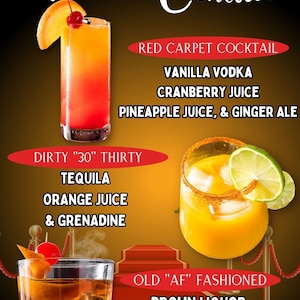 RED CARPET Themed Birthday Party Menu - Wedding Bar Menu - Editable ...