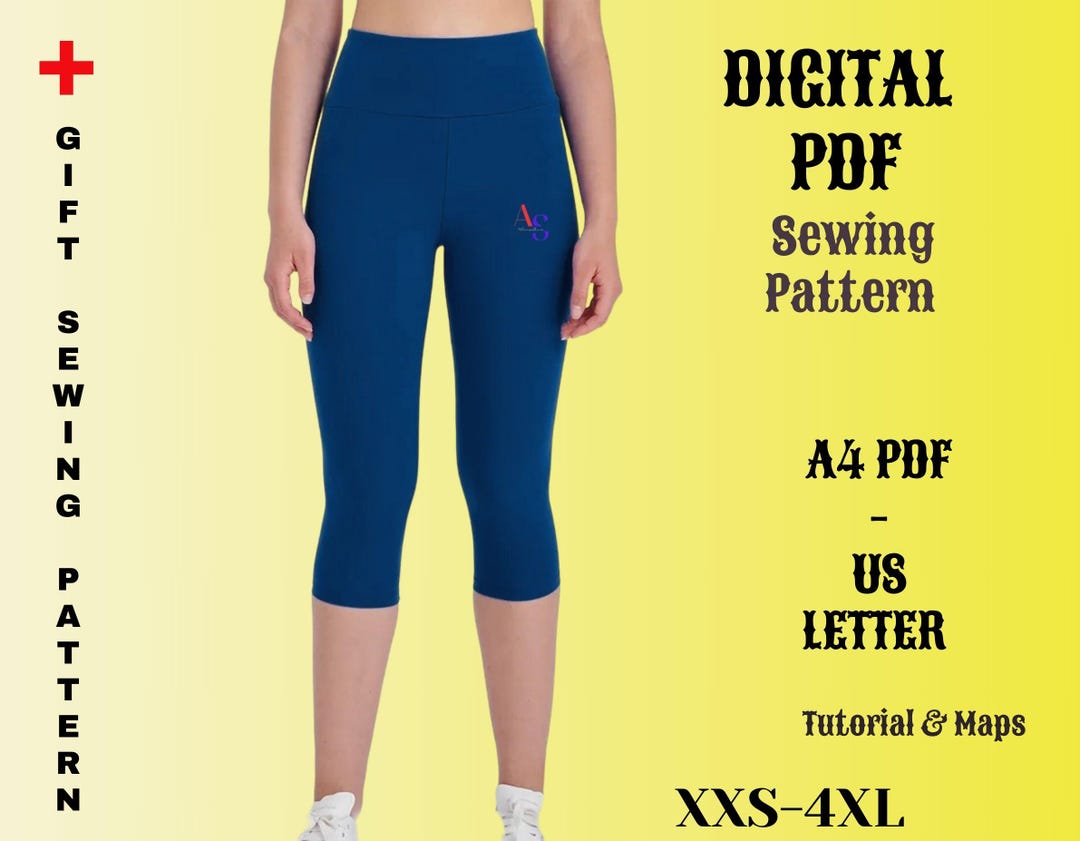 Capri Leggings Sewing Pattern: High Waist Tights (XXS-4XL) (PDF ...