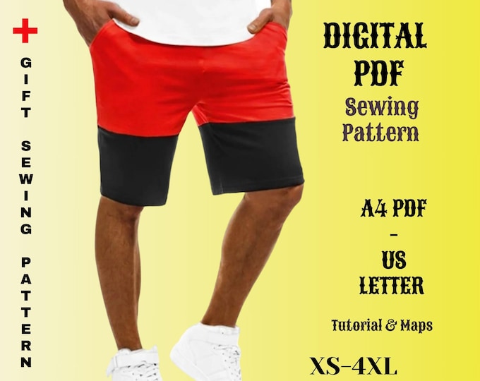 4 Inch Mens Gym Shorts Sewing Pattern With Video Tutorial | Sewing ...