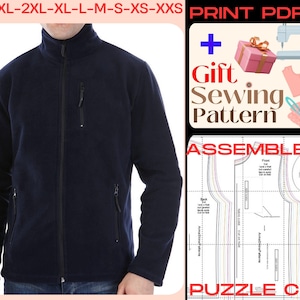 Mens Clothing Sewing Pattern, Fleece Polar Sewing Patterns, Full Zip ...