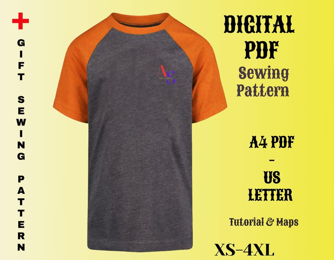 Raglan T-shirt Pattern for Men's, Raglan T Shirt Sewing, Pattern PDF ...