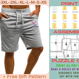 Men's Shorts Pattern, Easy Sewing Patterns, Shorts for Men, XXS-4XL ...