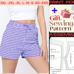 Womens Shorts Sewing Pattern, High Waist Shorts No Pocket, Easy Sewing ...