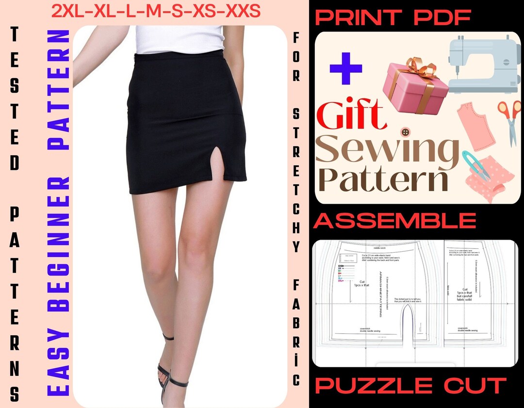 Mini Skirt Sewing Patterns, Sewing Pattern Skirt for Women, Women's ...