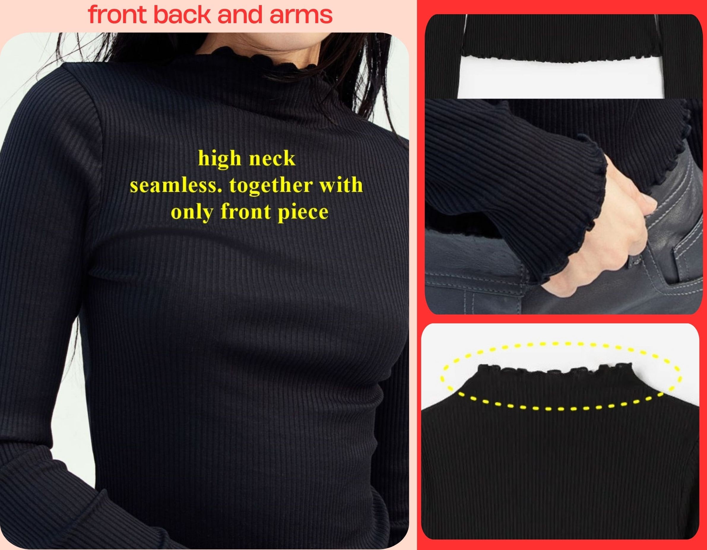 Women's Turtleneck Sewing Patterns, Mock High Neck Blouse Sewing ...