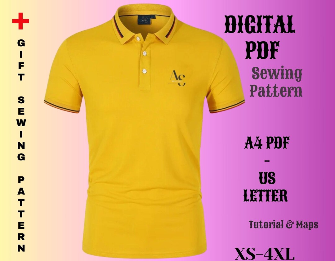 Men's Tshirt Pattern, Polo Shirt Pattern, Sewing Pattern Shorts, Sewing ...