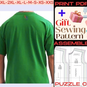 Clean Patterns, Oversize T-shirt Pattern, Men's Tshirt Sewing Patterns, XXS-4XL Digital PDF, A0 ...