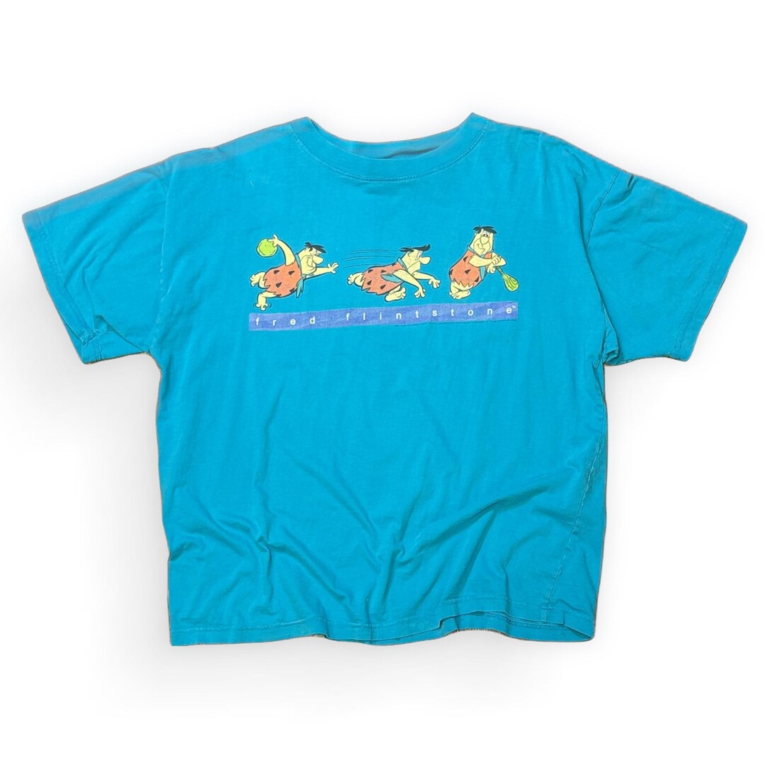 M - Vintage Rare Fred Flintstone Blue Graphic T - Etsy