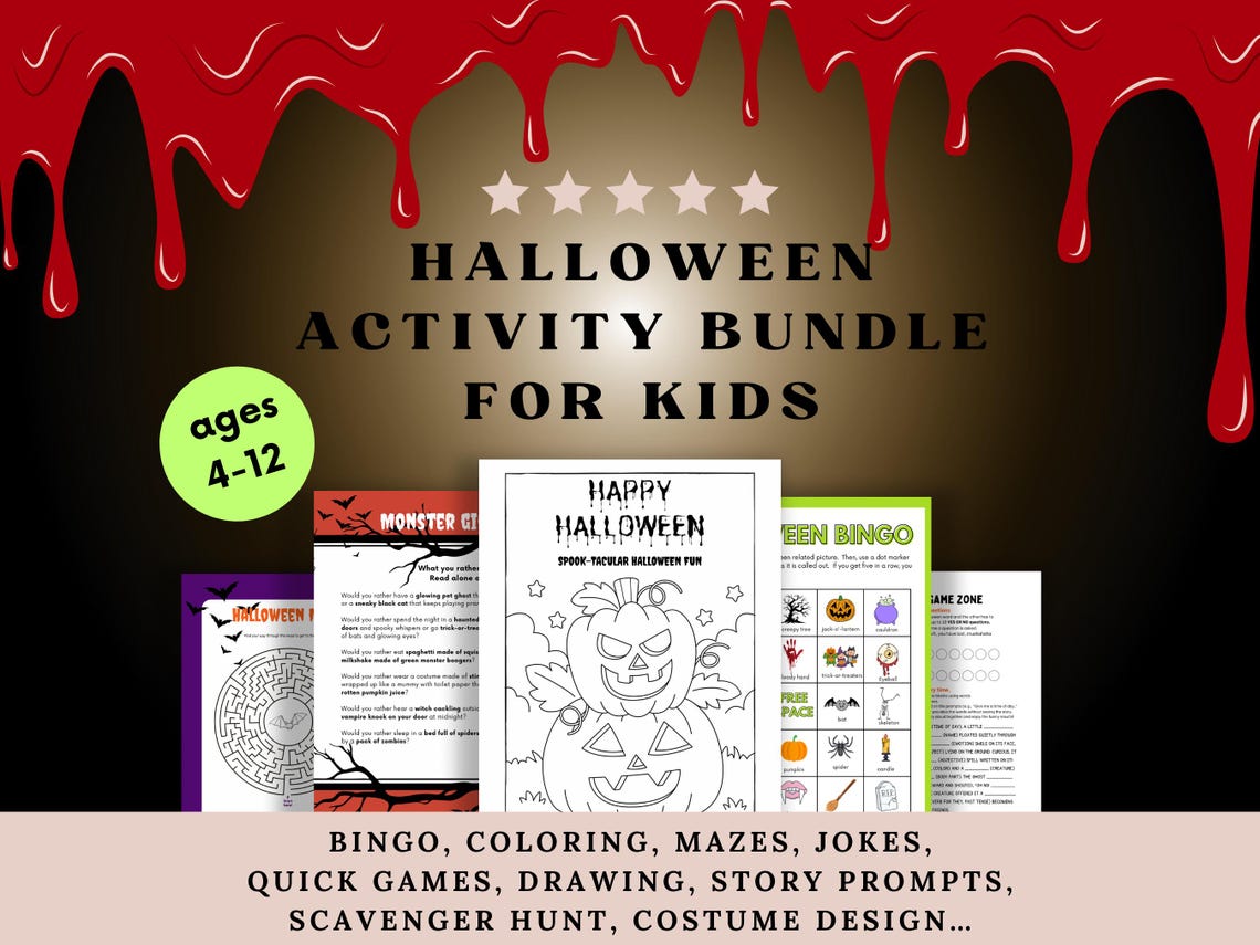 Halloween Activity Bundle for Kids | Printable Games, Bingo, Mazes ...
