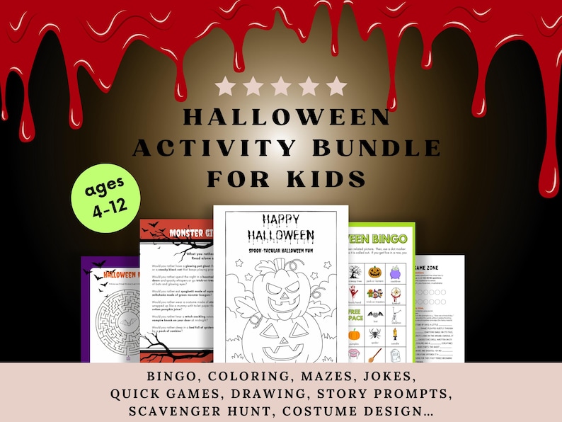 HALLOWEEN ACTIVITY Bundle for KIDS | Printable Spooky Games, Bingo ...