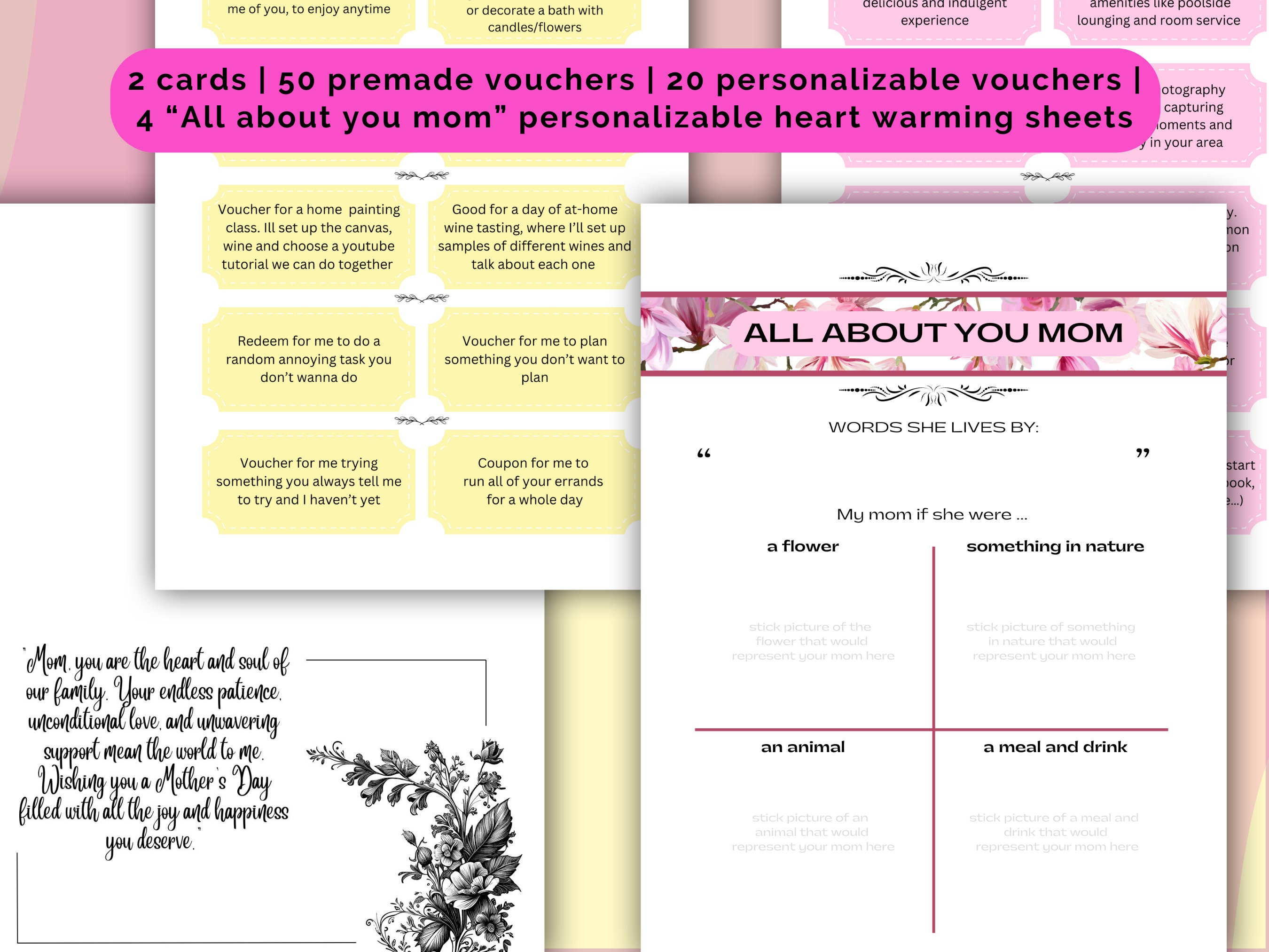 ALL ABOUT MOM Mother's Day Kit Cards, Vouchers, Date Ideas ...