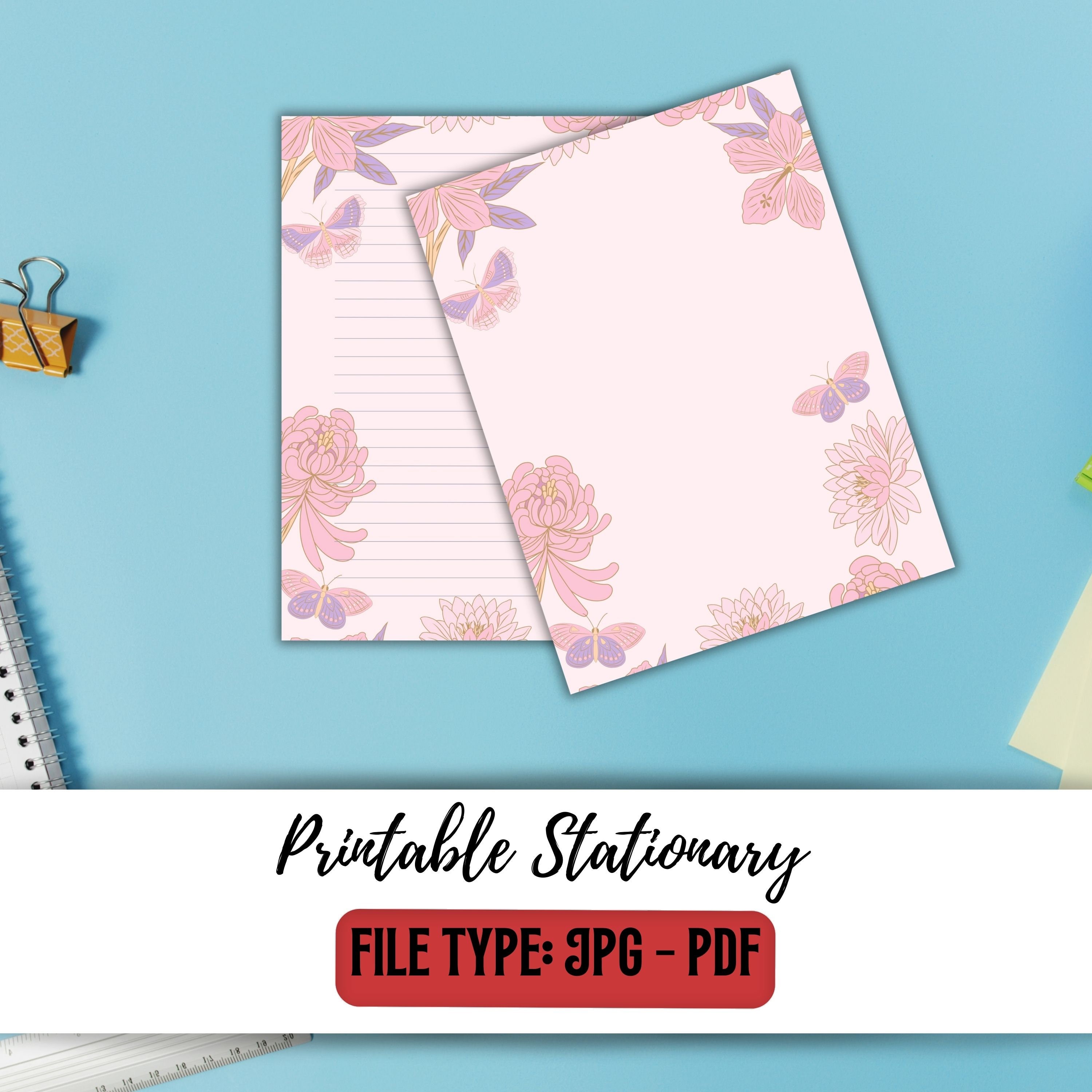 Printable Stationary Bundle,printable Stationery Lined Paper, Printable ...