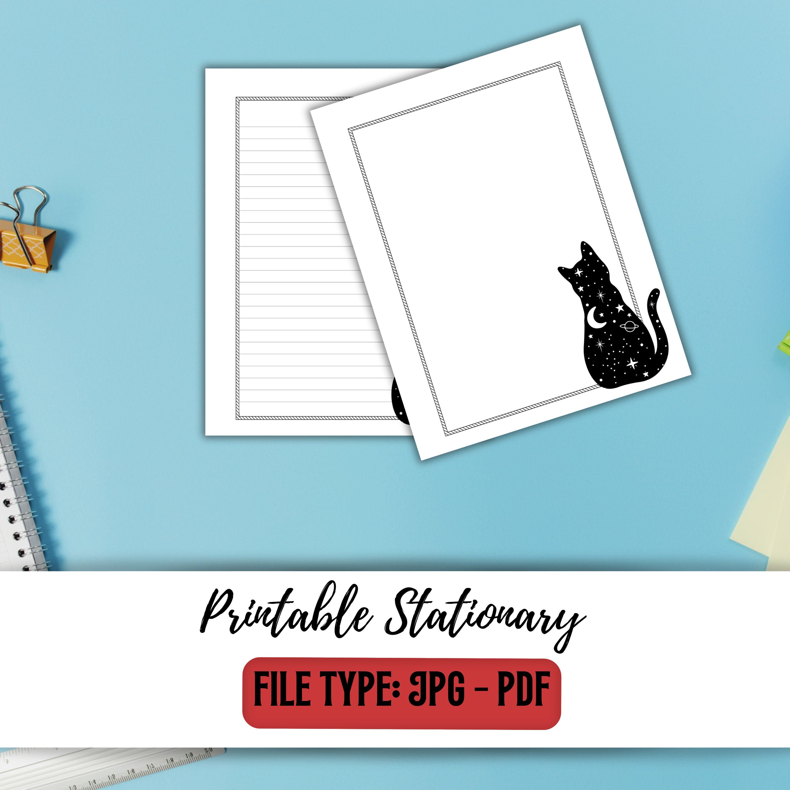 Printable Stationary Animals Set Cute Cat Letter Writing Paper A4 & US ...