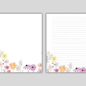 Printable Stationary Flowers Bundle,printable Stationery Lined Paper ...