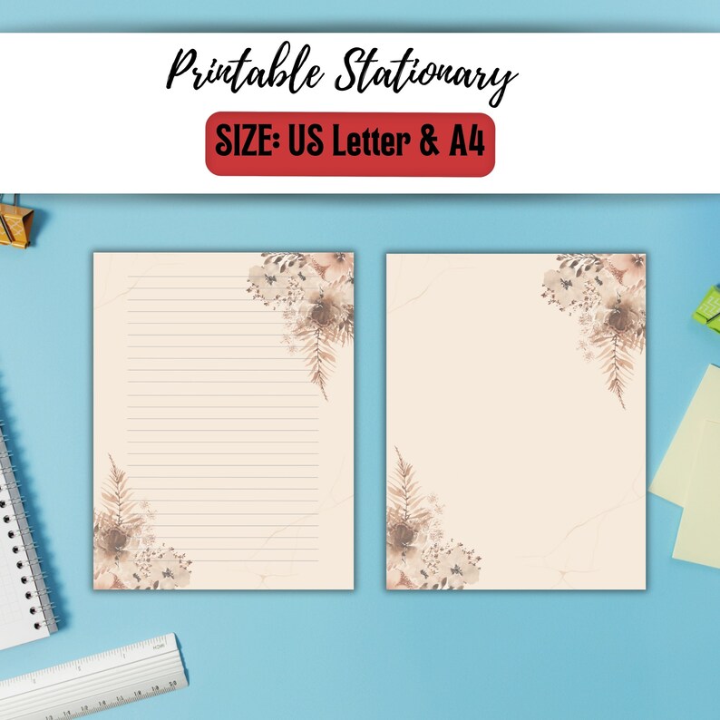 Printable Stationary Bundle,printable Stationery Lined Paper, Printable ...