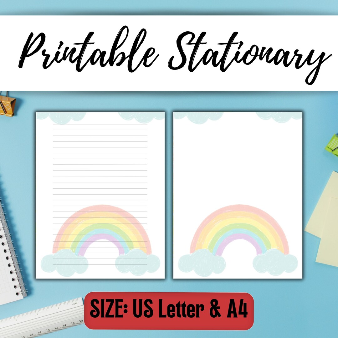 Printable Stationary Rainbow, Printable Stationery Lined Paper ...