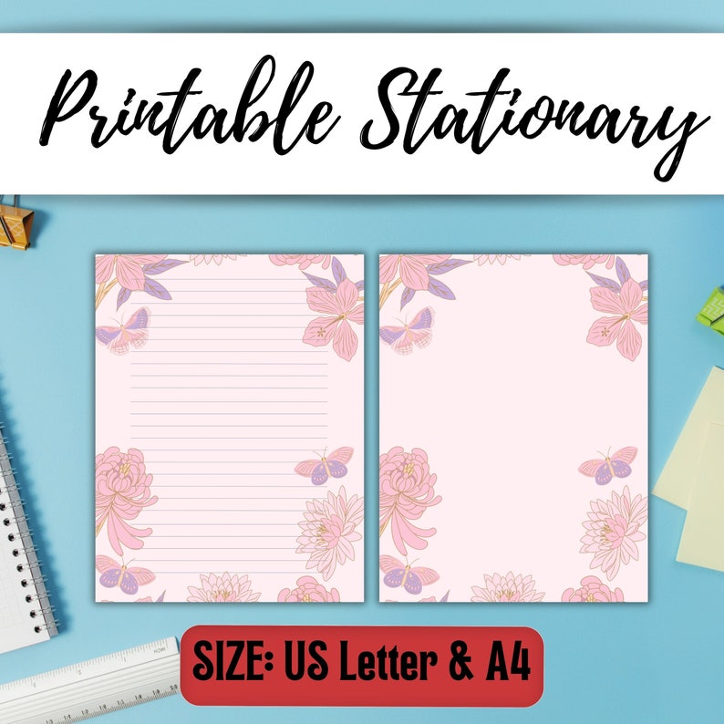Printable Stationary Bundle,printable Stationery Lined Paper, Printable ...