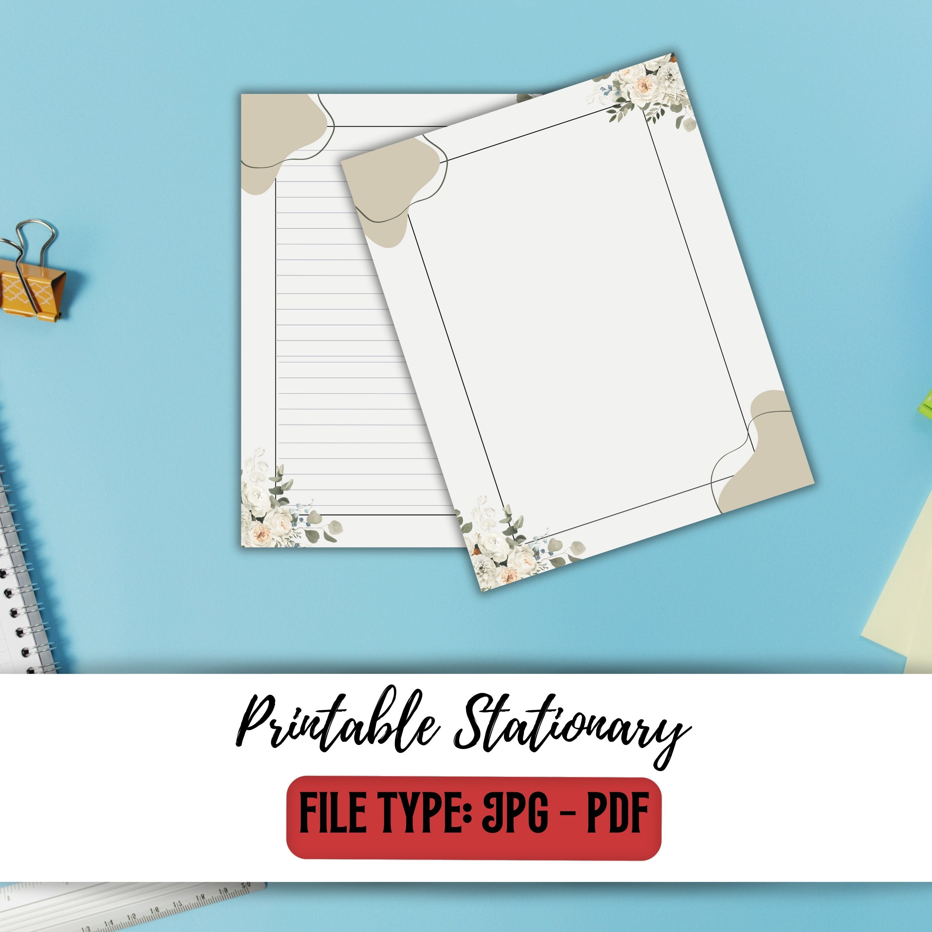 Printable Stationary Bundle,printable Stationery Lined Paper, Printable ...