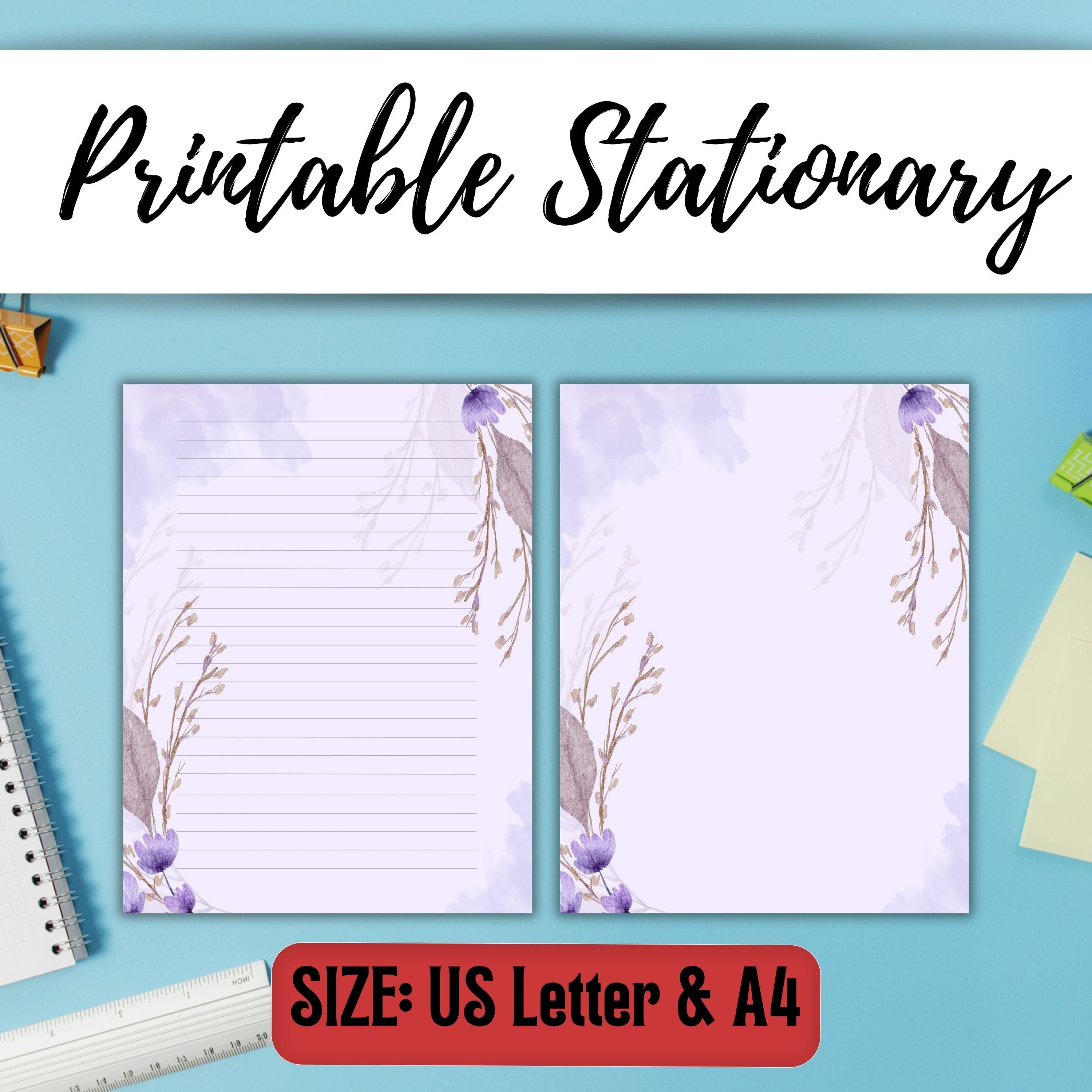 Printable Stationary Bundle,printable Stationery Lined Paper, Printable ...