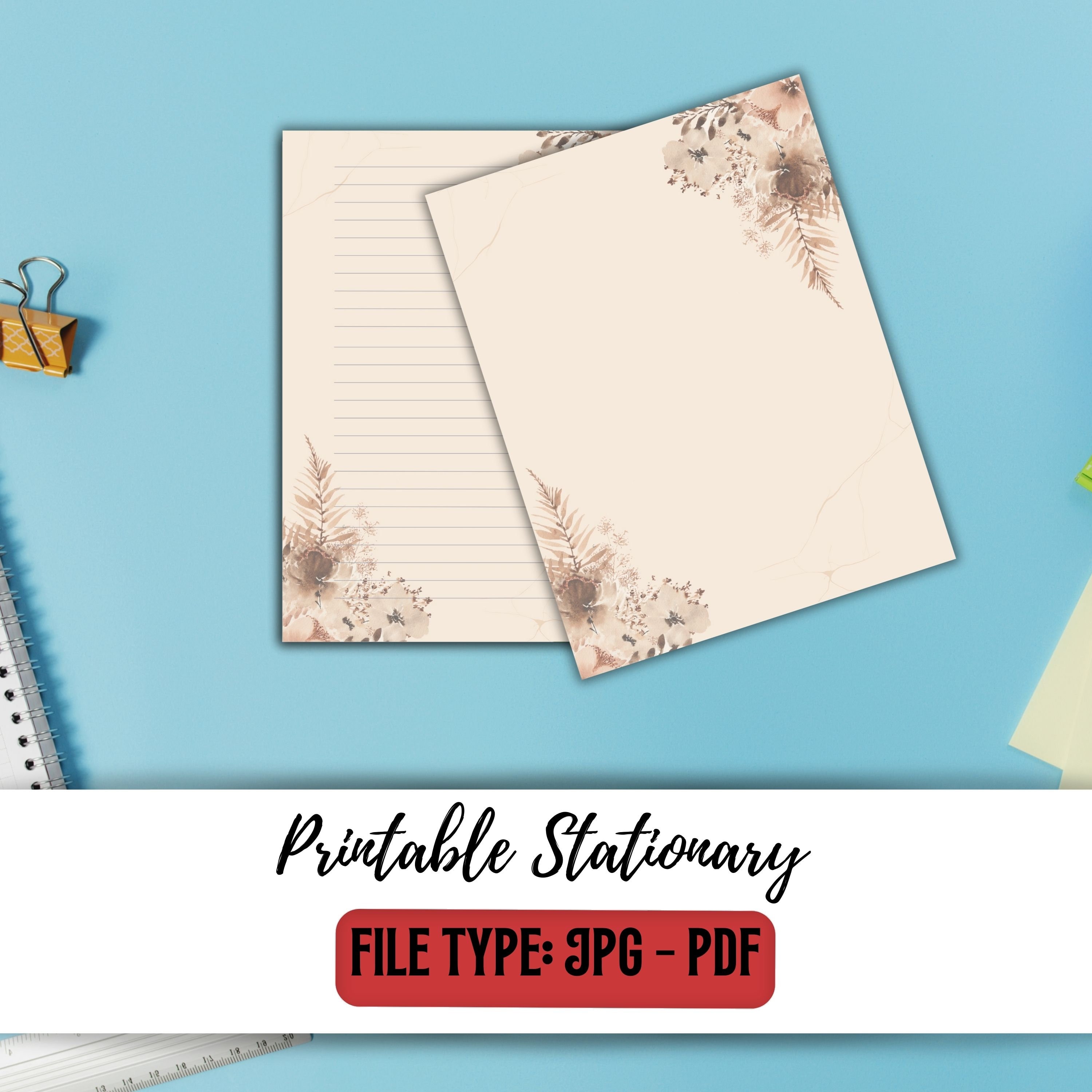 Printable Stationary Bundle,printable Stationery Lined Paper, Printable ...