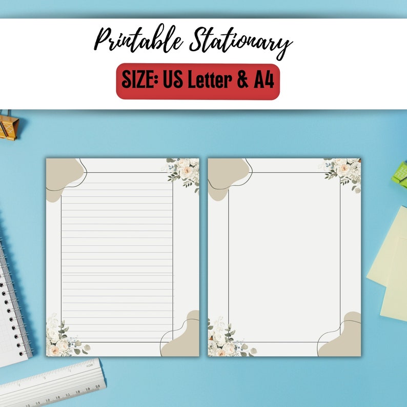Printable Stationary Bundle,printable Stationery Lined Paper, Printable ...