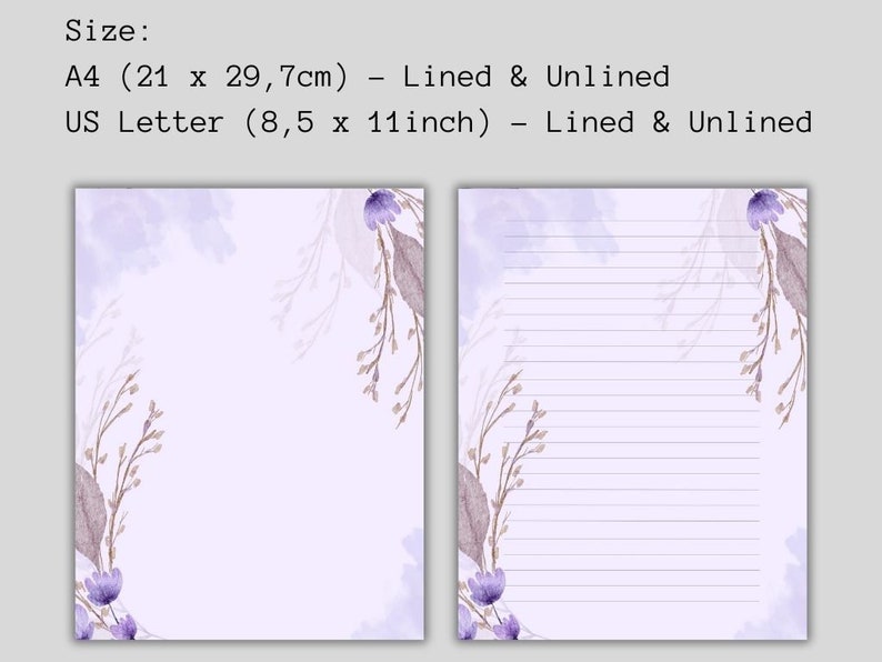 Printable Stationary Bundle,printable Stationery Lined Paper, Printable ...