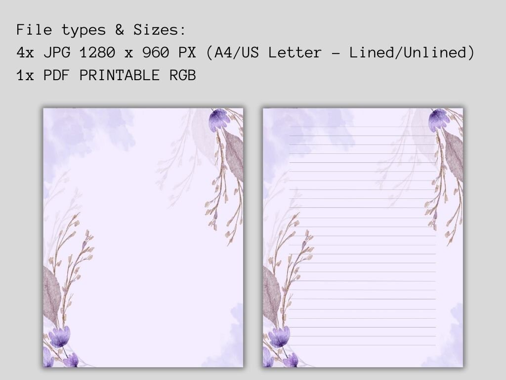 Printable Stationary Bundle,printable Stationery Lined Paper, Printable ...