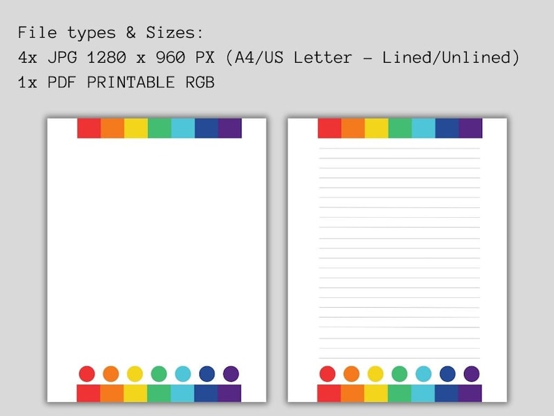 Printable Stationary Rainbow, Printable Stationery Lined Paper ...