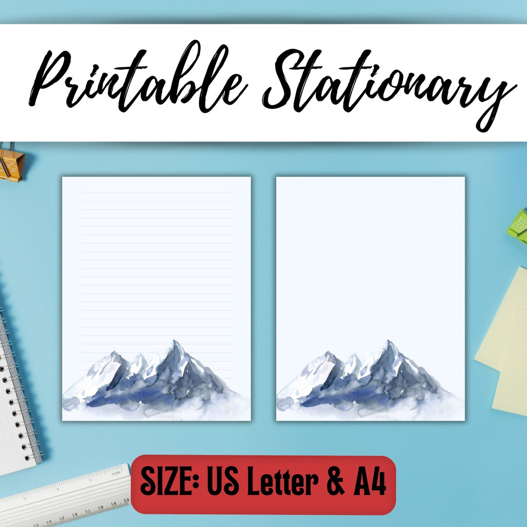 Mountain Printable Stationary Cute Letter Writing Paper A4 & US Size ...
