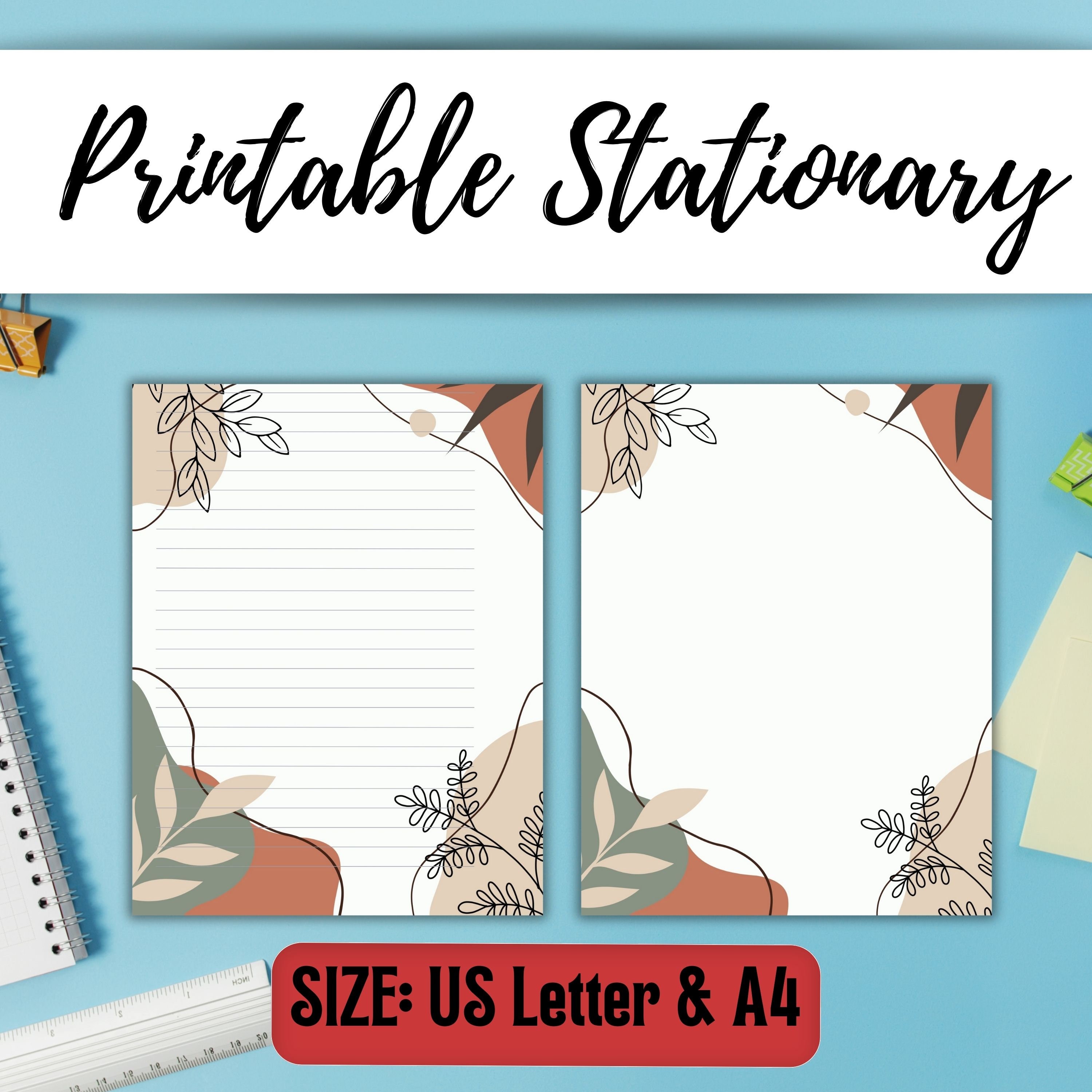 Printable Stationary Bundle, Printable Letter Writing Paper, Printable ...