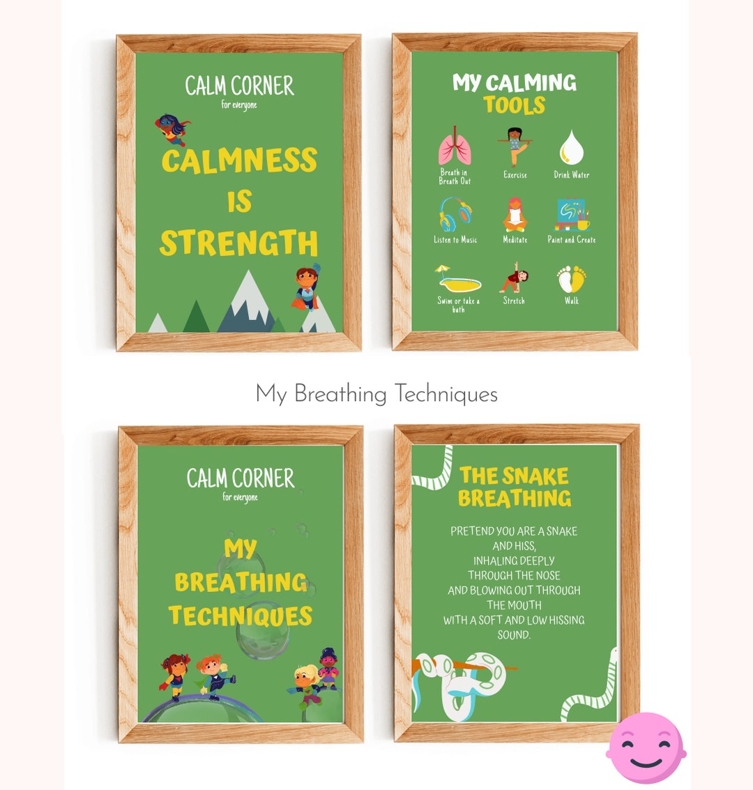 Calm Down Corner Posters Classroom Calming Strategies Decor Art Coping ...