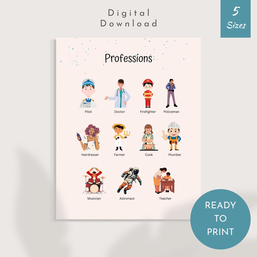 Educational Poster. Professions - Etsy