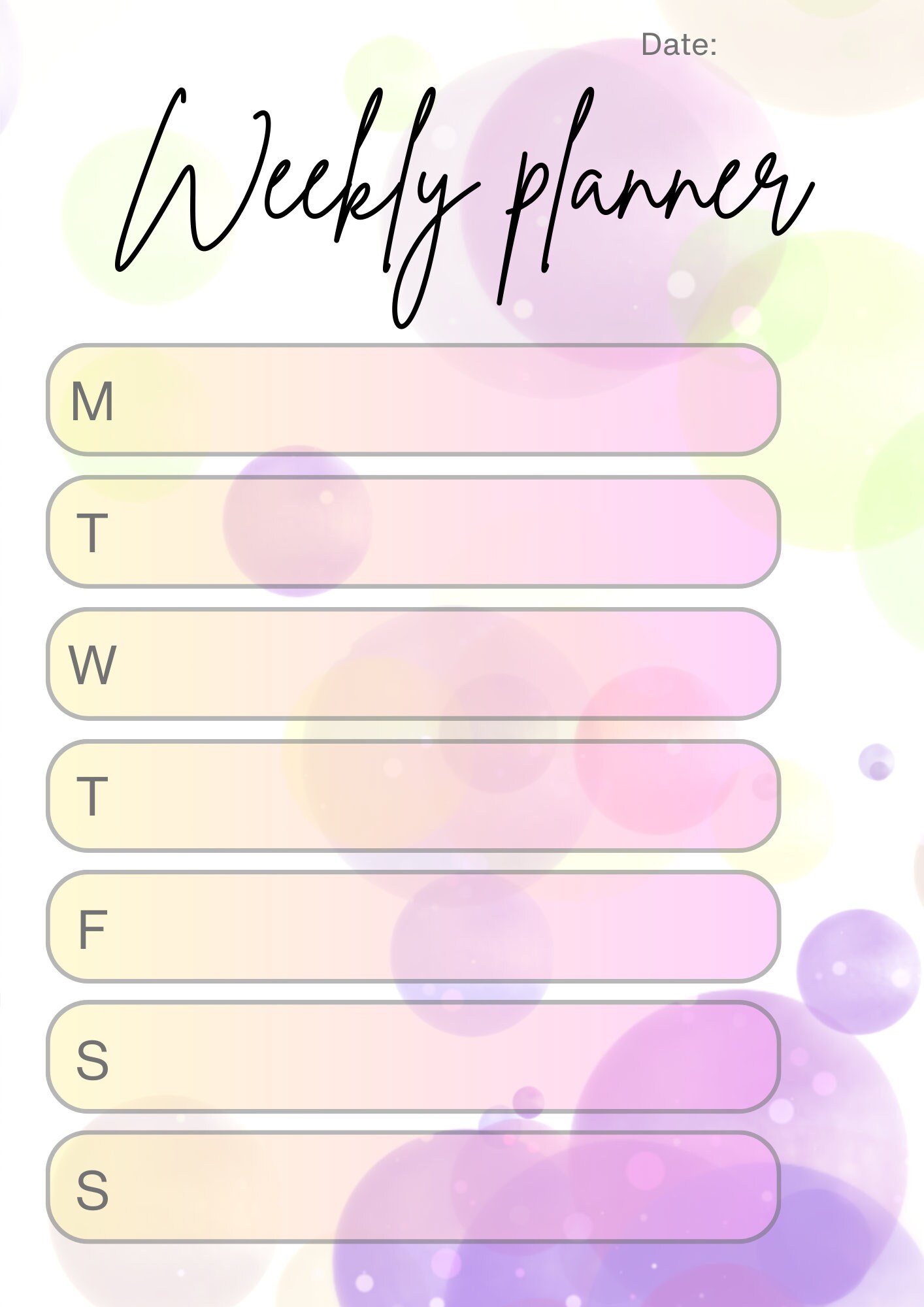 Weekly Planner Printable Planning Sheet - Etsy
