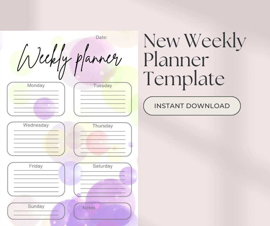 Weekly Planner Printable Planning Sheet - Etsy