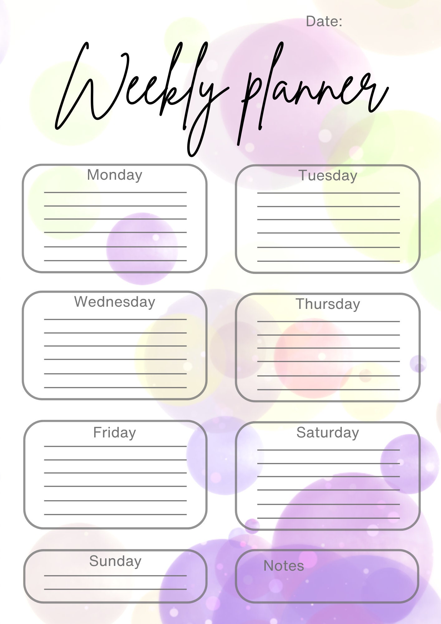 Weekly Planner Printable Planning Sheet - Etsy