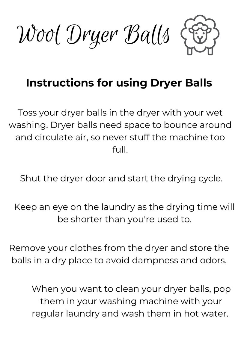 Wool Dryer Balls Instructions Printable - Etsy