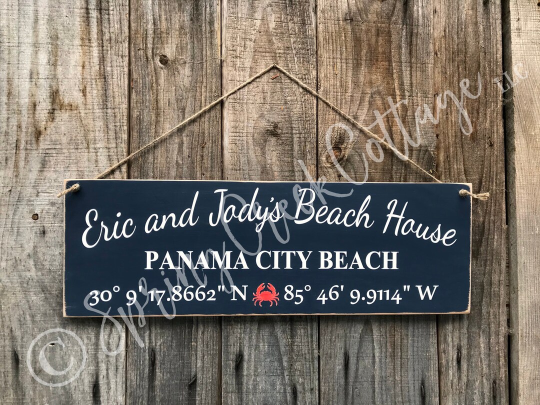 Beach Sign With Family Name and Custom GPS Coordinates Sign ...