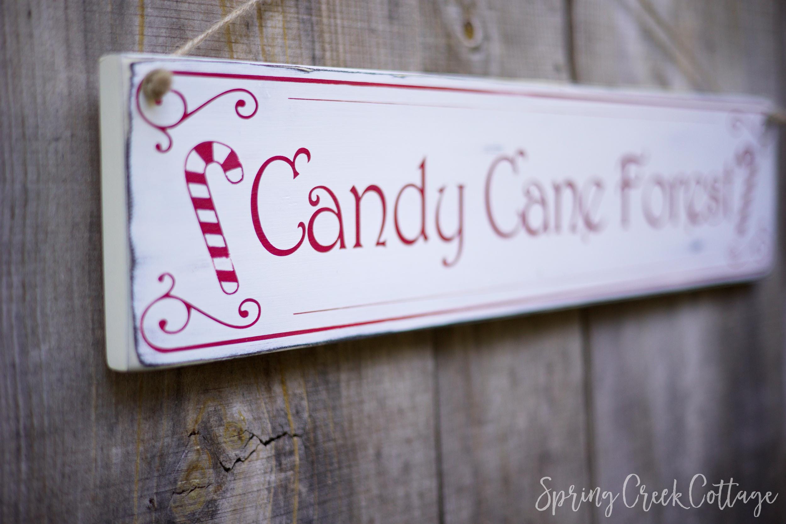 Christmas Signs Candy Cane Forest Wood Sign Beautifully Hand-painted on ...